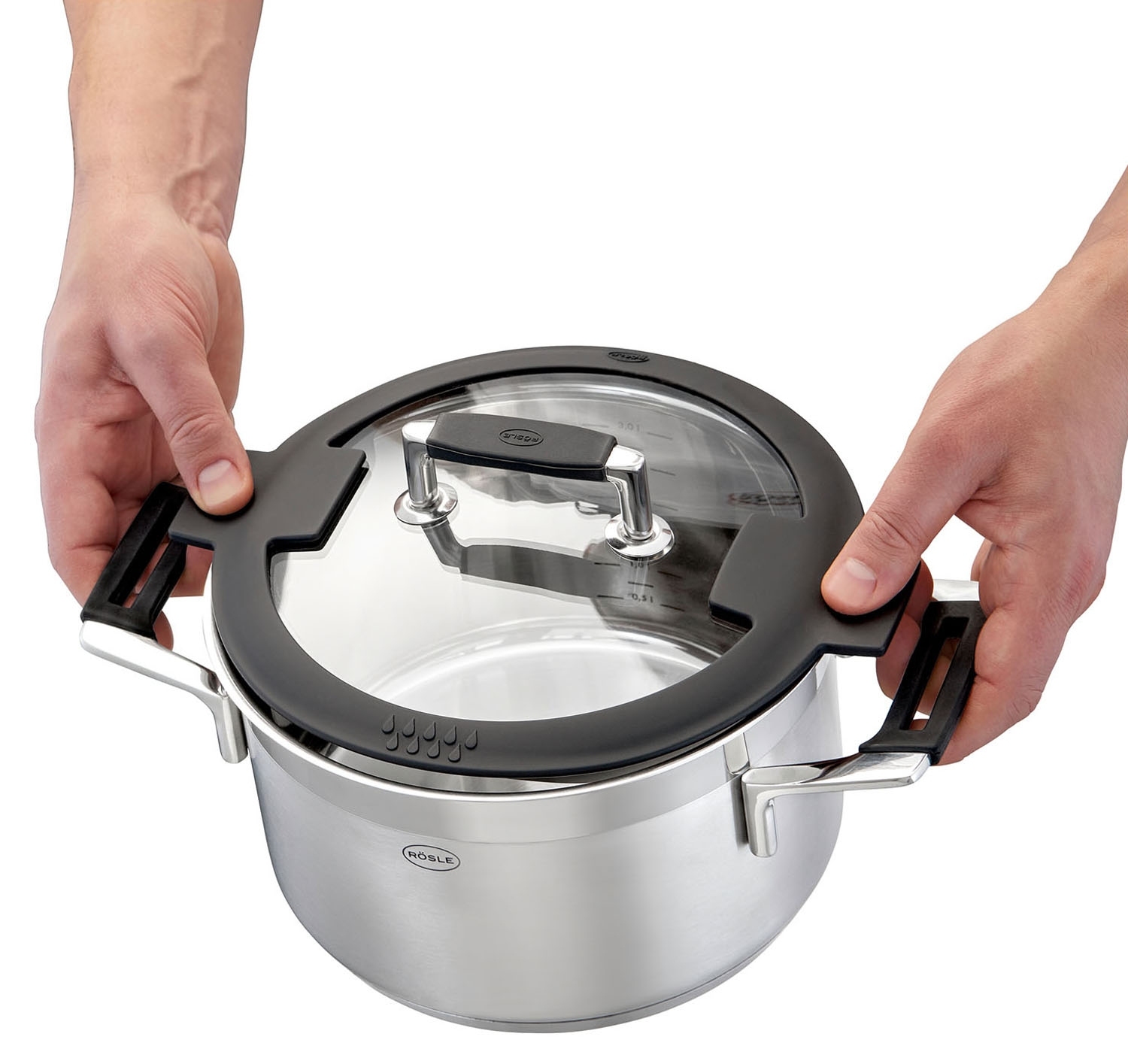 Kochtopf aus Edelstahl, mit Glasdeckel | Möbel Kempf