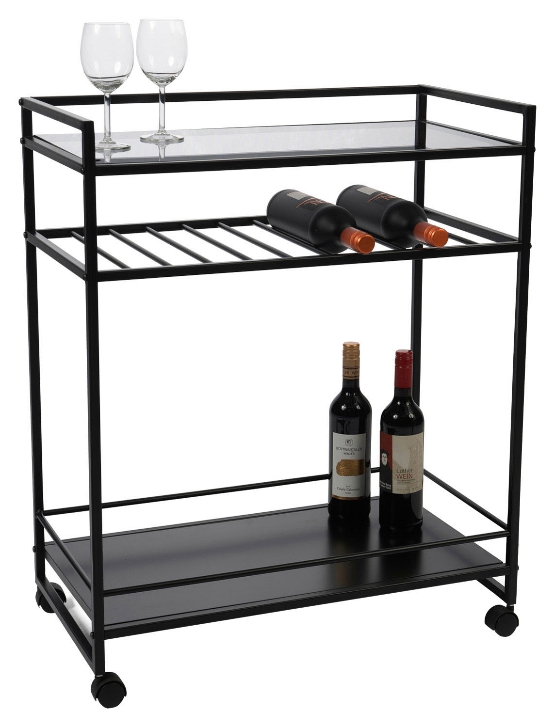 Barwagen aus Metall in schwarz, rollbar | Möbel Kempf
