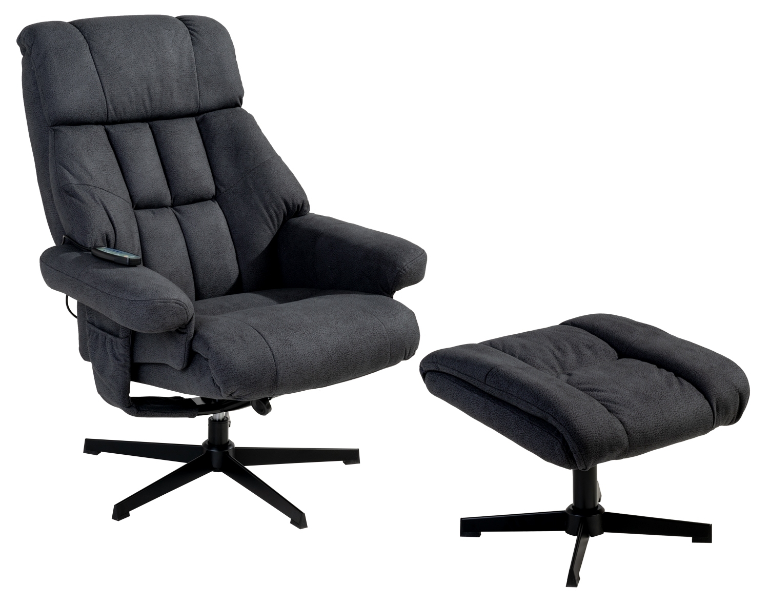 Relaxsessel und Hocker mit Mikrofaserbezug in grau, mit Massagefunktion ...